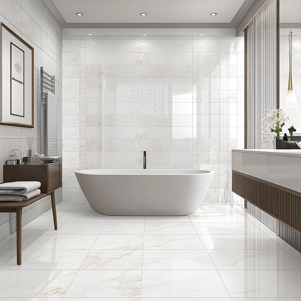 Transitional Grey Marble Tiles Design for Living Room Floors - Buildiyo