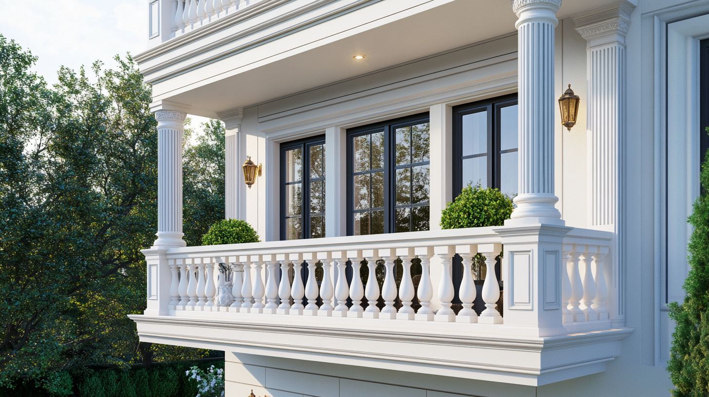 White Traditional Stacked Balcony Design - Buildiyo